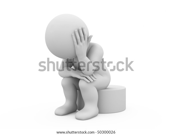 Character Sitting Sad Pose Stock Illustration 50300026