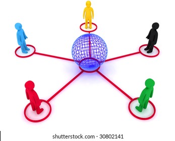 Characters Representing Global Connection Between Different 스톡 일러스트 ...