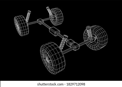 Chassis Steering Rack Wireframe Low Poly Stock Vector (Royalty Free ...