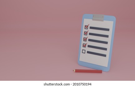 Check List Pencil Checked Boxes 3d Stock Illustration 2010750194