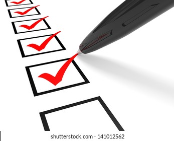 Ilustrasi Stok Check List Red Ticks Checkboxes Pen 141012562 | Shutterstock