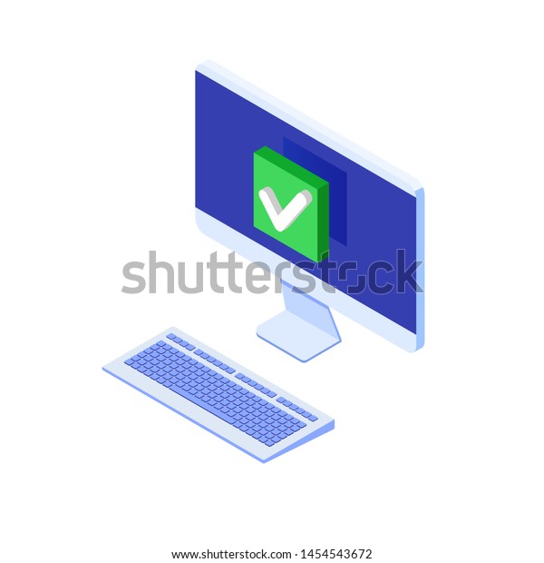 Checkbox Isometric Checkmark Tick Notification Illu Stock Illustration ...