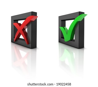 Checkboxes Green Red Check Marks 3d Stock Illustration 19022458 ...