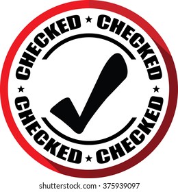 Checked Red Button Label Sign Stock Illustration 375939097 | Shutterstock