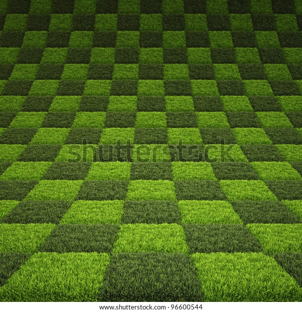 Checkerboard Background Green Grass Stock Illustration 96600544