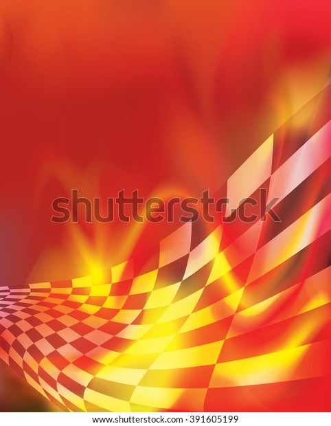Checkered Flag Background Red Flames Stock Illustration 391605199 ...