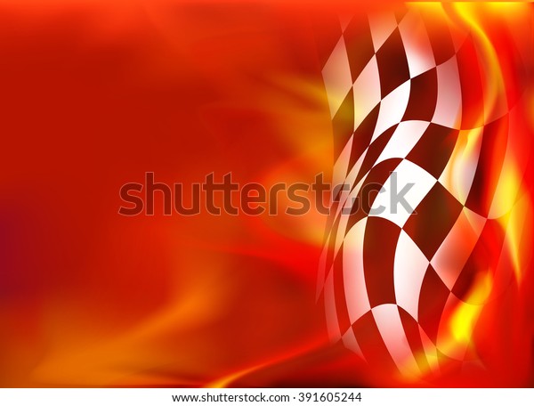 Checkered Flag Background Red Flames Stock Illustration 391605244 ...