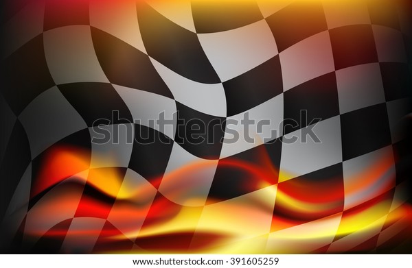 Checkered Flag Background Red Flames Stock Illustration 391605259