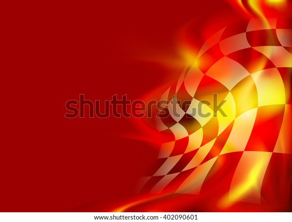 Checkered Flag Background Red Flames Race Stock Illustration 402090601