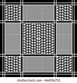 Checkered Keffiyeh Pattern Contrast Wavy Floral Stock Illustration ...