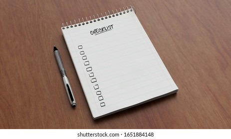 Checklist Checkboxes On Notepad Next Pen Stock Illustration 1651884148