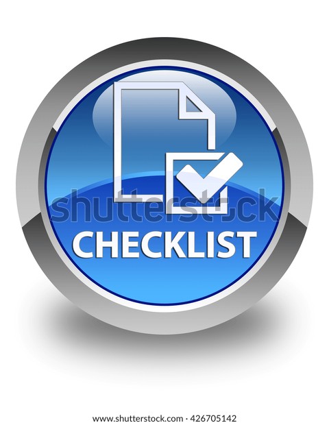 Checklist Glossy Blue Round Button Stock Illustration 426705142