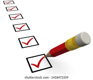 Checklist Pencil Checking Off Tasks Red Stock Illustration 1418472359 ...