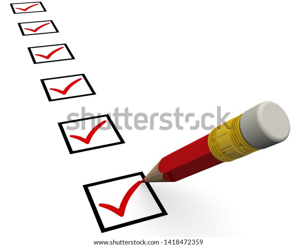 Checklist Pencil Checking Off Tasks Red Stock Illustration 1418472359 ...