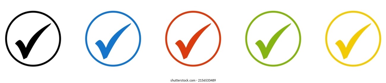 Checkmark Icon Set 5 Buttons Tick Stock Illustration 2156533489 ...