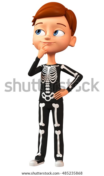 Cheerful Guy Skeleton Suit Thinking3d Render Stock Illustration ...