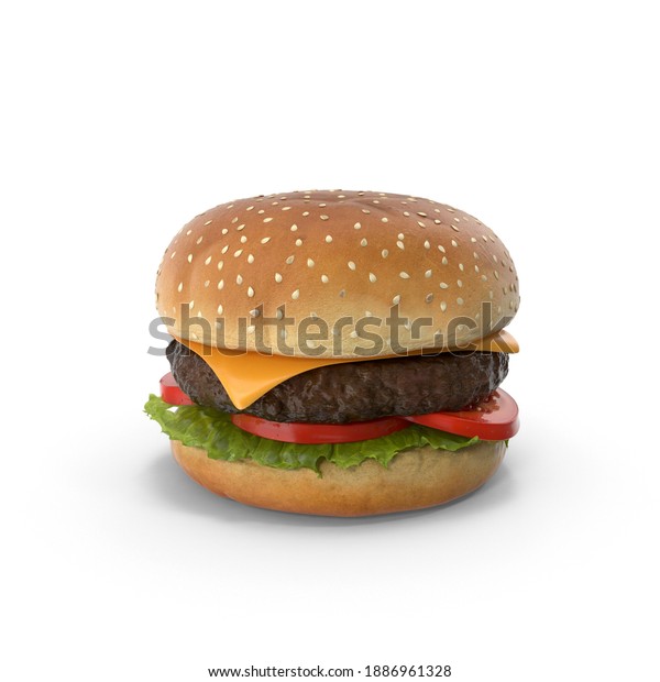 Cheeseburger Isolated White Texture Background 3d Stock Illustration ...