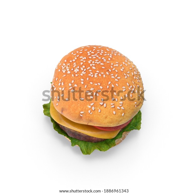 Cheeseburger Isolated White Texture Background 3d Stock Illustration ...