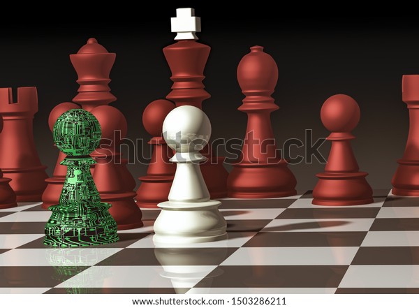 Chess Pawn Form Digital Computer Board Stock Illustration 1503286211 ...