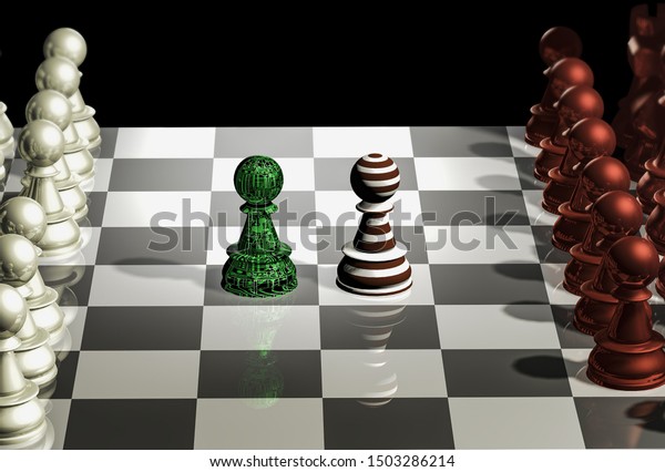 Chess Pawn Form Digital Computer Board Stock Illustration 1503286214 ...
