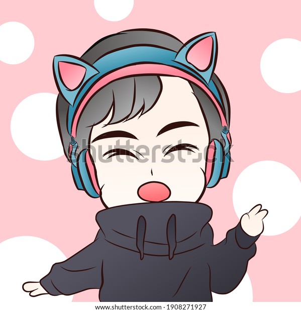 Chibi Vector Character Gaming Happy Face Stock Illustration 1908271927 ...