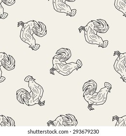 Chicken Doodle Seamless Pattern Background Stock Illustration 293679230 ...