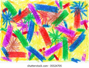 Child Scribble Drawn By Crayon Stock Illustration 35524705 | Shutterstock
