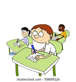 Children Doing Test Classroom Their School Stock Illustration 708009226 ...