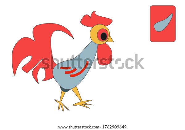 Children Drawing Tutorial How Draw Cockerel Stock Illustration ...
