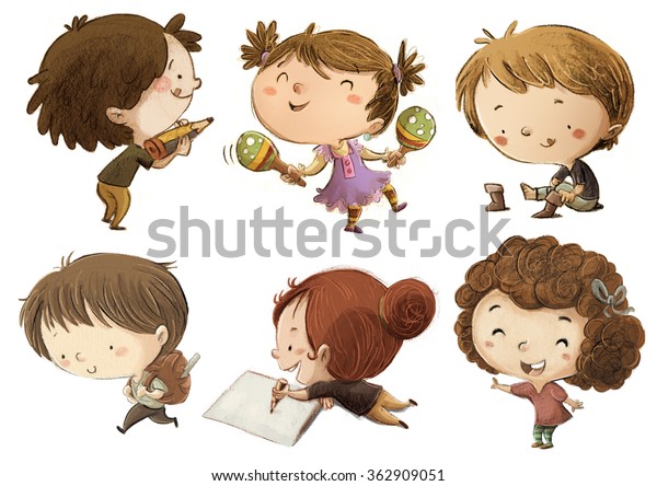 Children Poses Stock Illustration 362909051