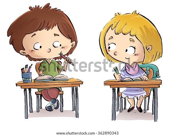 Children Sitting Class Stock Illustration 362890343