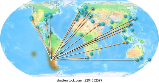 Chile Concept Map Centered On Europe Stock Illustration 2204532599 ...
