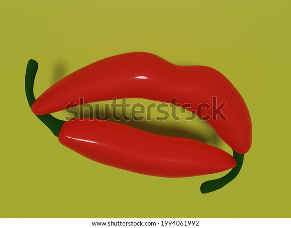 Chili Pepper Shape Lips 3d Illustration Stock Illustration 1994061992 ...