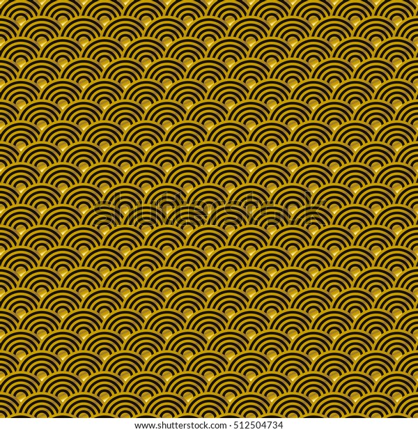 Chinese Golden Background Seamless Pattern Art Stock Illustration ...