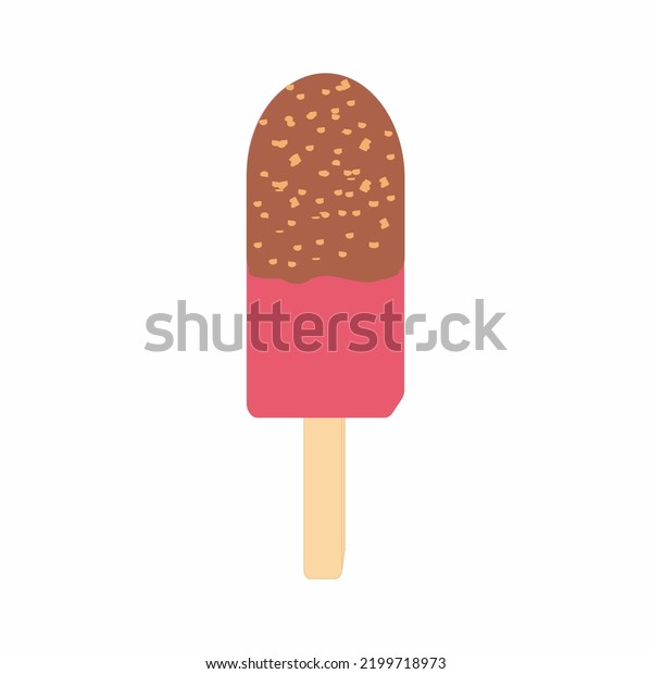 Chocolate Peanuts Coated Strawberry Ice Cream Stock Illustration