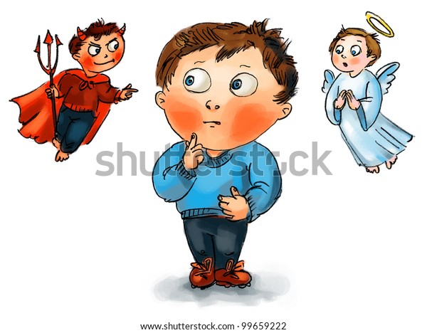 Choice Between Good Evil Handdrawn Stock Illustration 99659222