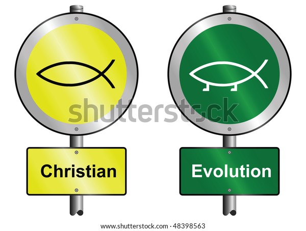 Christian Evolution Graphic Text Signs Mounted Stock Illustration ...