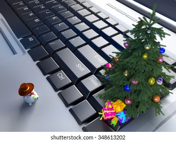 Christmas Tree On Computer Keyboard Stock Illustration 348613202 ...