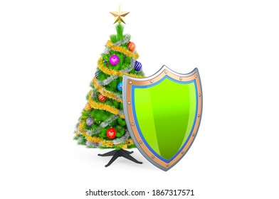Christmas Tree Shield 3d Rendering Isolated Stock Illustration ...