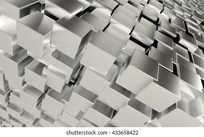 Chrome Cubes Abstract Background 3d Illustration Stock Illustration ...