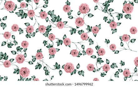 Chrysanthemum Rose Flower Leaf Pattern Stock Illustration 1496799962 ...