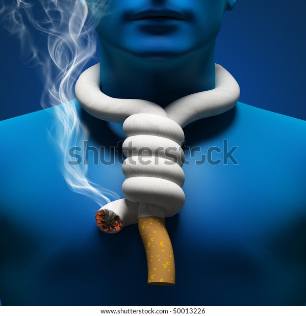 Cigarette Loop On Neck Man Stock Illustration 50013226