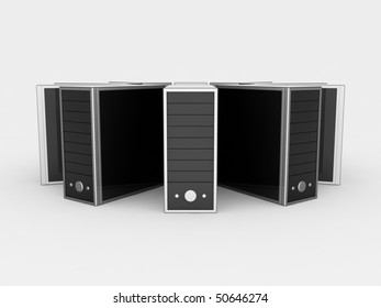 3d Row Server Racks Isolated On: ilustración de stock 82591705 ...