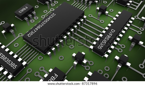 Circuit Board High Resolution 3d Digitally: ilustración de stock ...