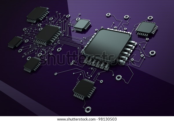 Circuit Board High Resolution 3d Digitally Stock Illustration 98130503 ...