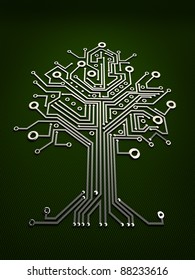 Technological Tree Form Printed Circuit Board Stock Vector (Royalty ...