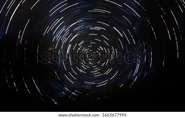 Circular Light Paths Starry Background Dark Stock Illustration 1663677994