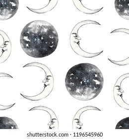 Circus Seamless Pattern Moon On White Stock Illustration 1196545960 ...