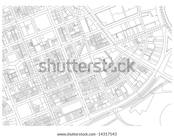 City Map Autocad Drawing Black White: Stockillustration 14317543 ...