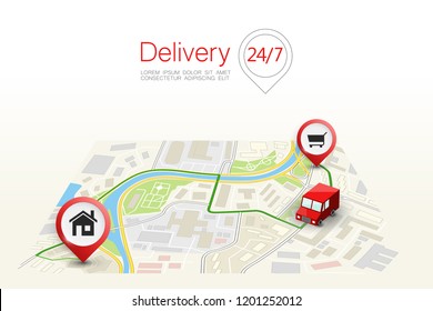 City Map Navigation Delivery Route Point Stock Illustration 1201252012 ...